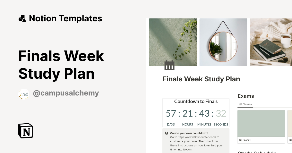 Finals Week Study Plan Template | Notion Marketplace
