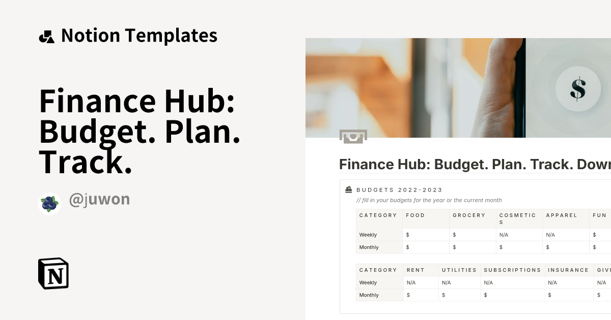 Finance Hub: Budget. Plan. Track. Template | Notion Marketplace