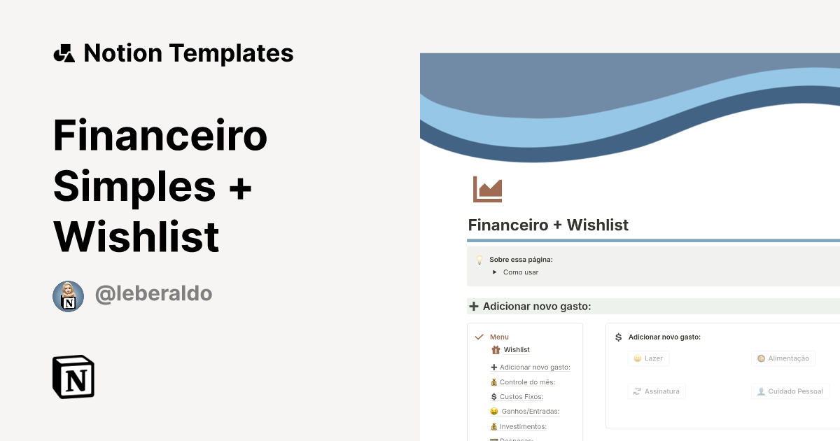 Financeiro Simples + Wishlist Template | Notion Marketplace