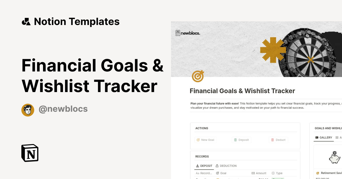Financial Goals & Wishlist Tracker Template | Notion Marketplace