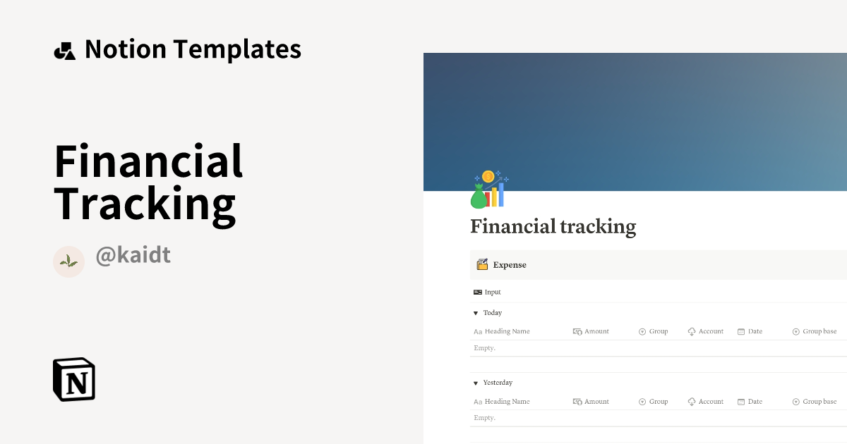 Financial Tracking Template by KaiD | Notion Marketplace