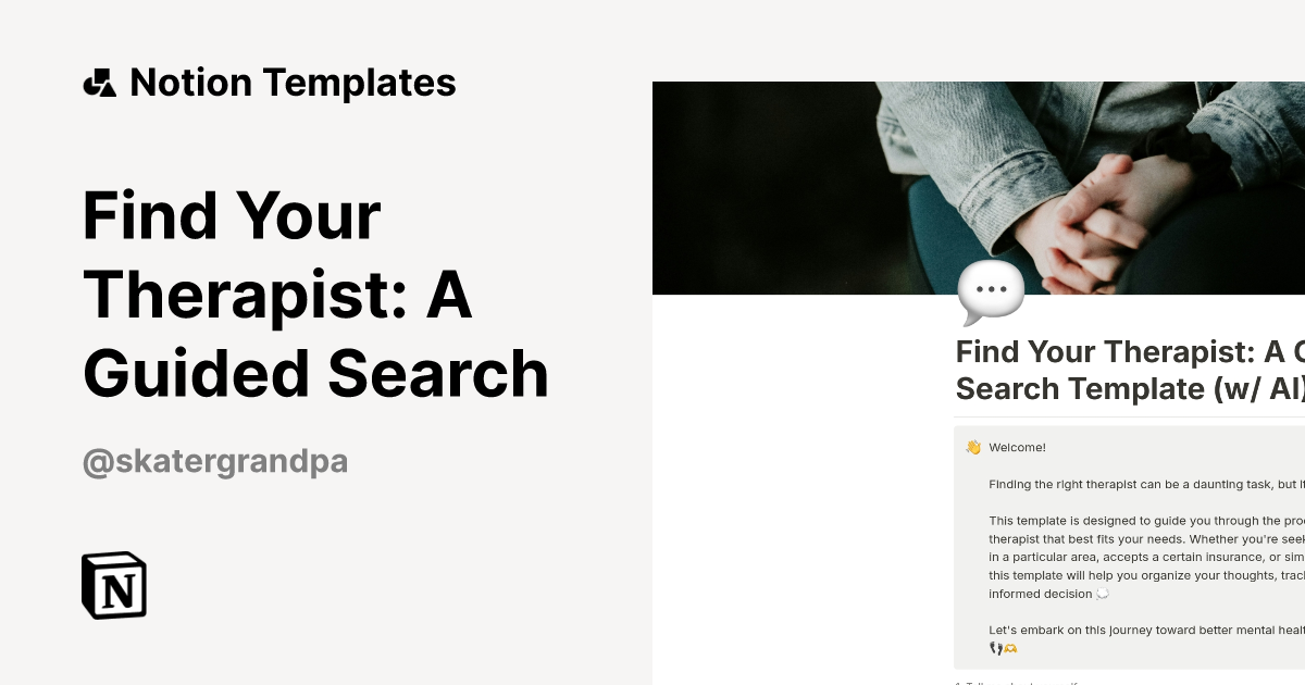 Find Your Therapist: A Guided Search Template | Notion Marketplace