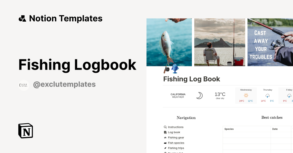 Fishing Logbook Template by Exclutemplates | Notion Marketplace
