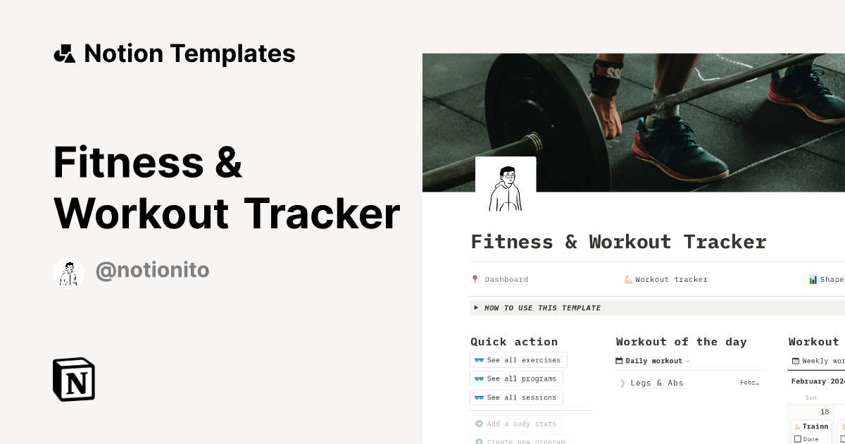 Fitness & Workout Tracker Template | Notion Marketplace
