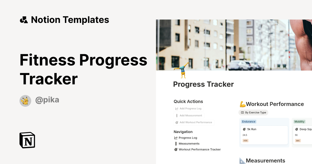 Fitness Progress Tracker Template | Notion Marketplace