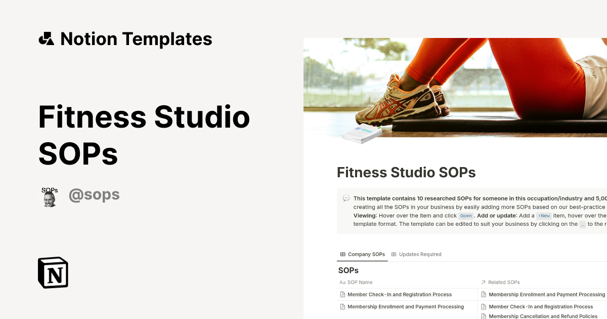 Fitness Studio SOPs Template by SOPs | Notion Marketplace