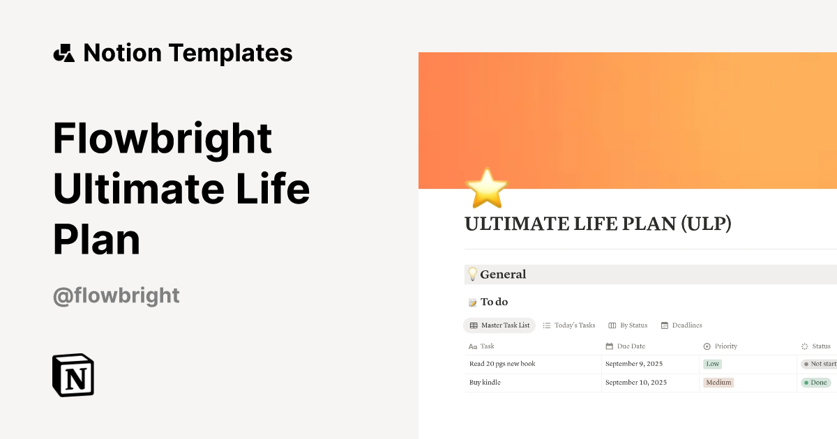 Flowbright Ultimate Life Plan Template by Flowbright | Notion Marketplace