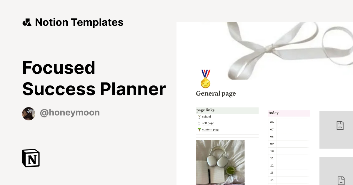Focused Success Planner Template | Notion Marketplace