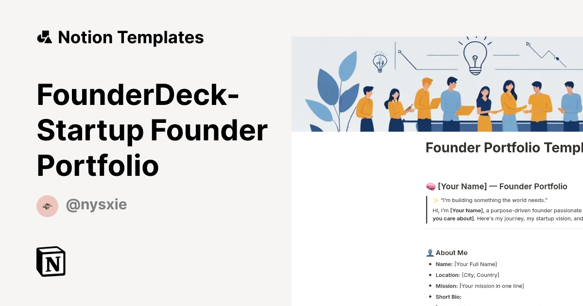 FounderDeck- Startup Founder Portfolio Template | Notion Marketplace