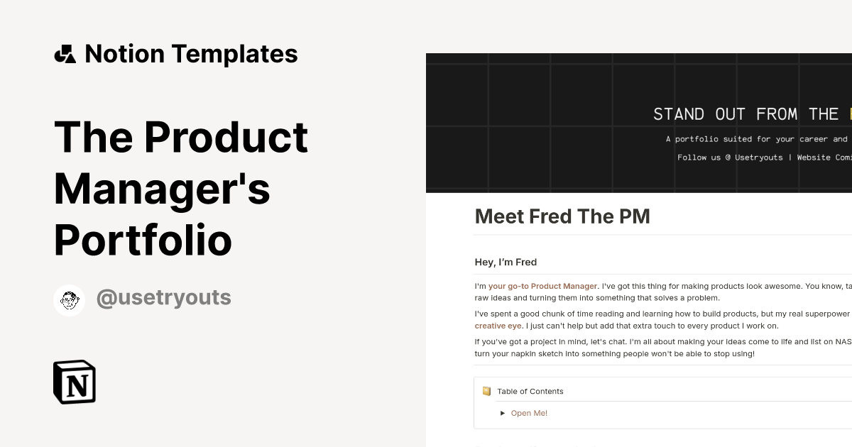 The Product Manager's Portfolio Template by TryOuts | Notion Marketplace