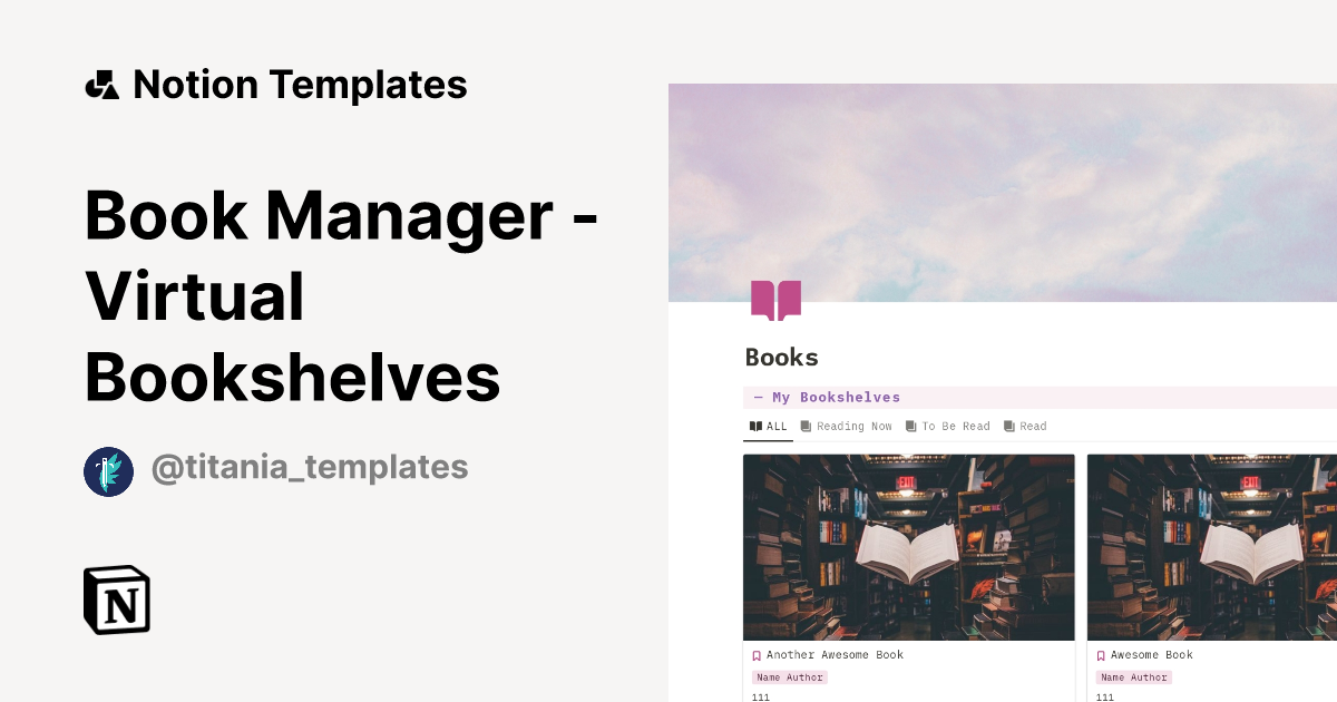 Book Manager - Virtual Bookshelves Template by Titania Templates ...