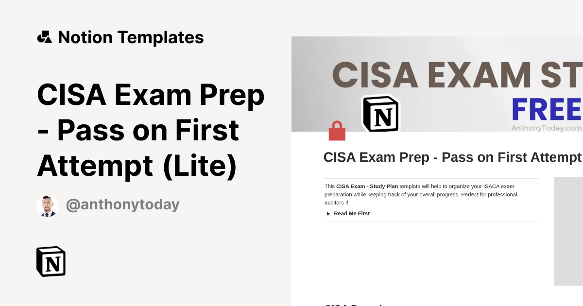 CISA Exam Prep - Pass on First Attempt (Lite) Template by AnthonyToday ...
