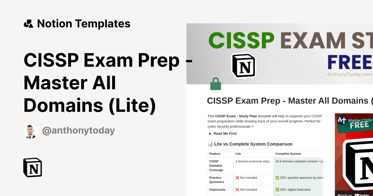 CISSP Exam Prep - Master All Domains (Lite) Template by AnthonyToday 🔐 ...