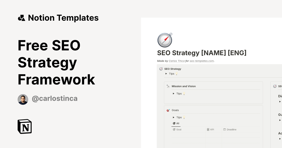 Free SEO Strategy Framework Template | Notion Marketplace