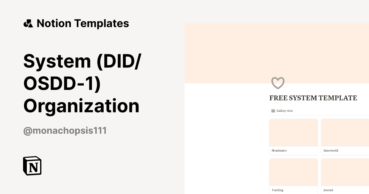System (DID/OSDD-1) Organization Template | Notion Marketplace