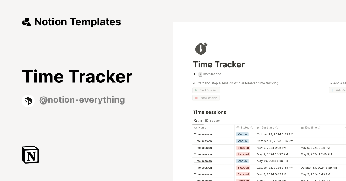 Time Tracker Template | Notion Marketplace