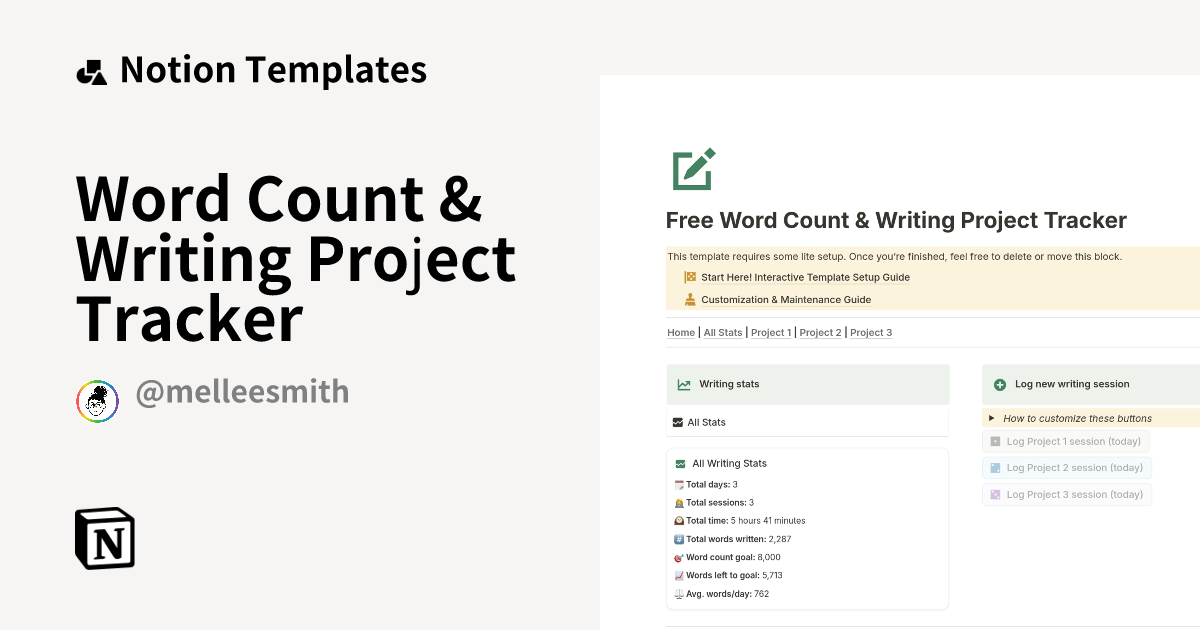 Word Count & Writing Project Tracker Template by Mel @ Joyful Creators ...