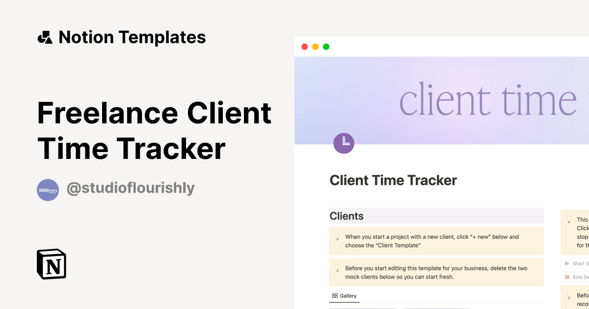 Freelance Client Time Tracker Template | Notion Marketplace