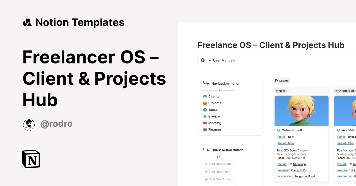 Freelancer OS – Client & Projects Hub Template | Notion Marketplace