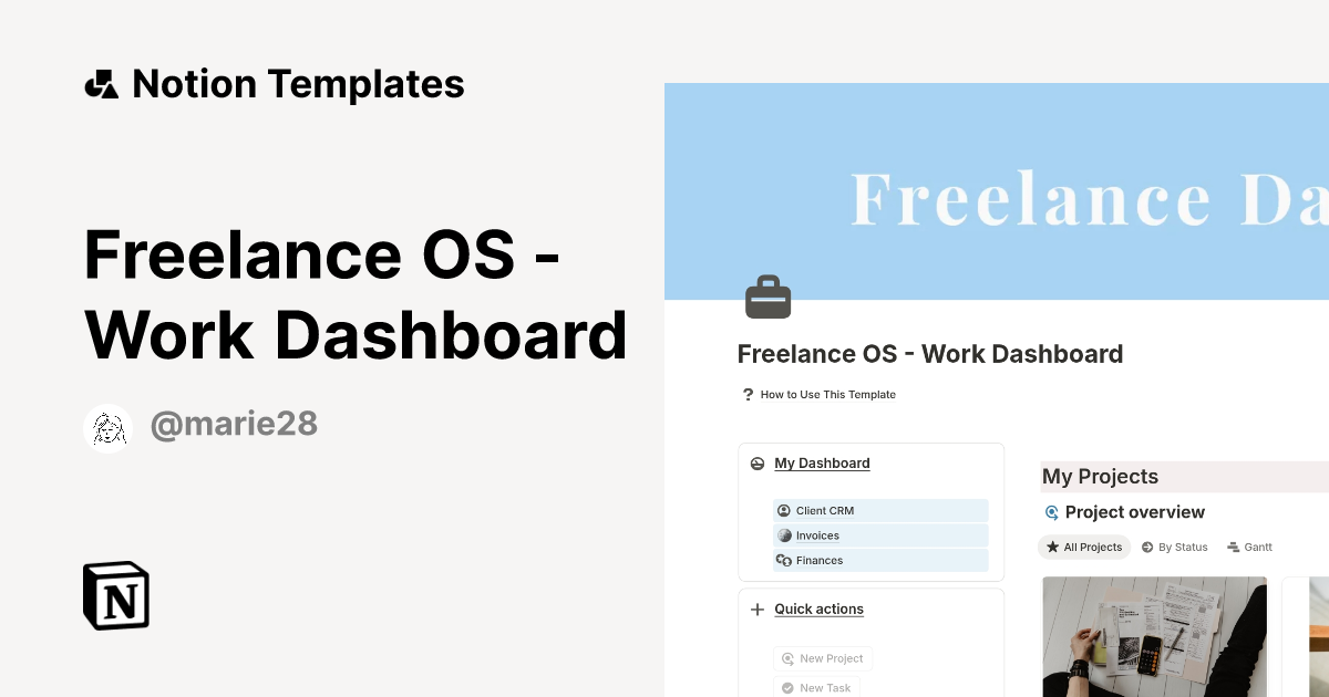 Freelance OS - Work Dashboard Template by marie | Notion Marketplace