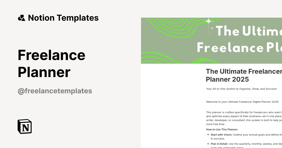 Freelance Planner Template | Notion Marketplace
