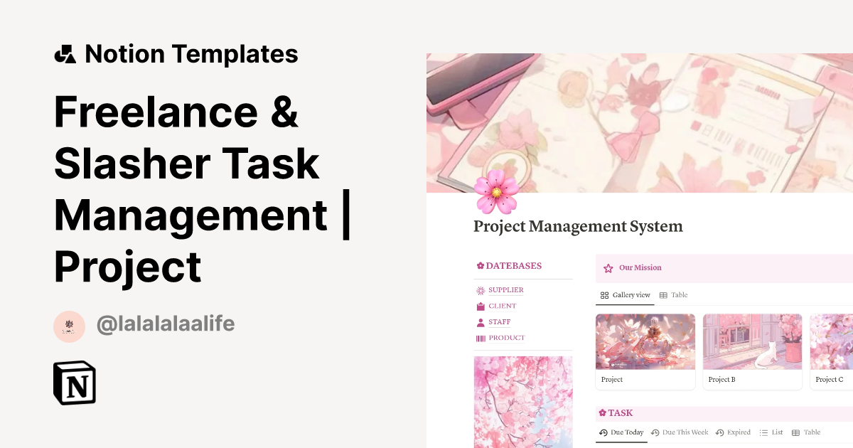 Freelance & Slasher Task Management | Project Template by LalalalaaLife | Notion Marketplace