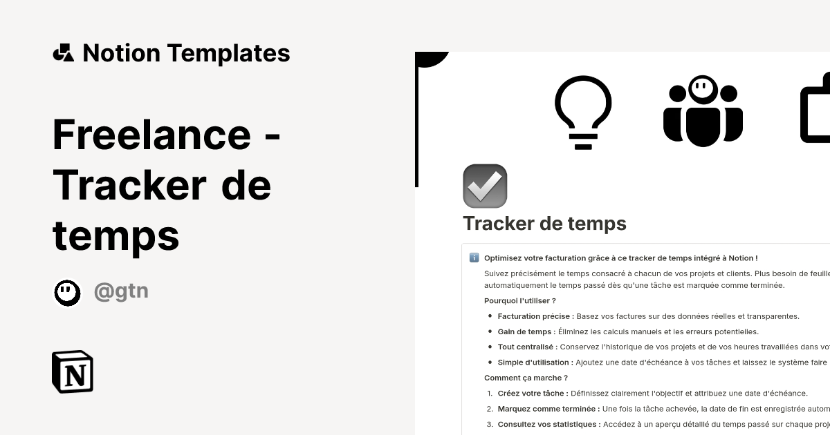 Freelance - Tracker de temps Template | Notion Marketplace