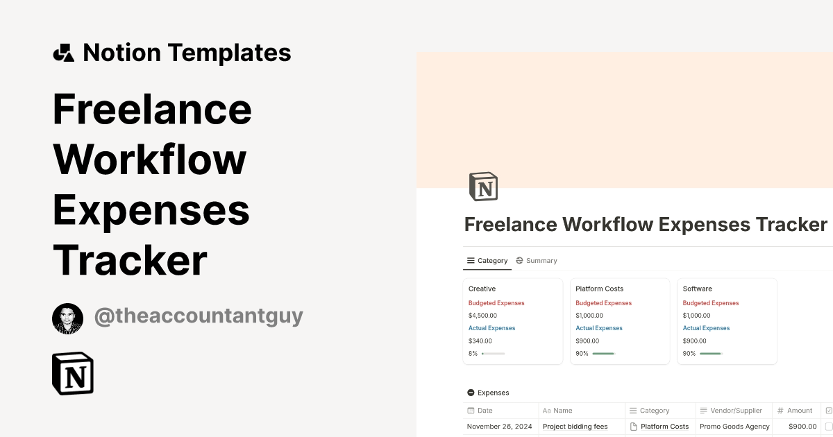 Freelance Workflow Expenses Tracker Template by theaccountantguy ...