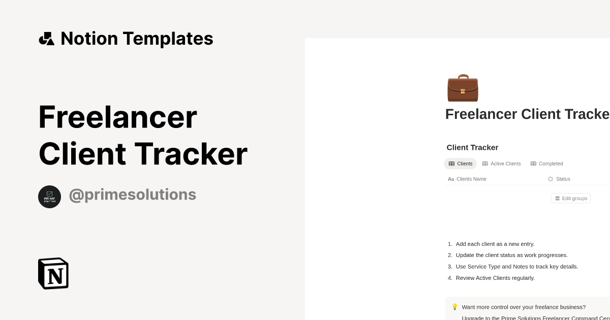 Freelancer Client Tracker Template | Notion Marketplace