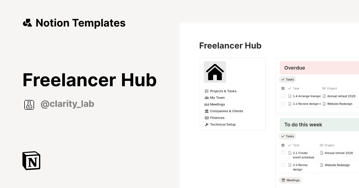 Freelancer Hub Template | Notion Marketplace