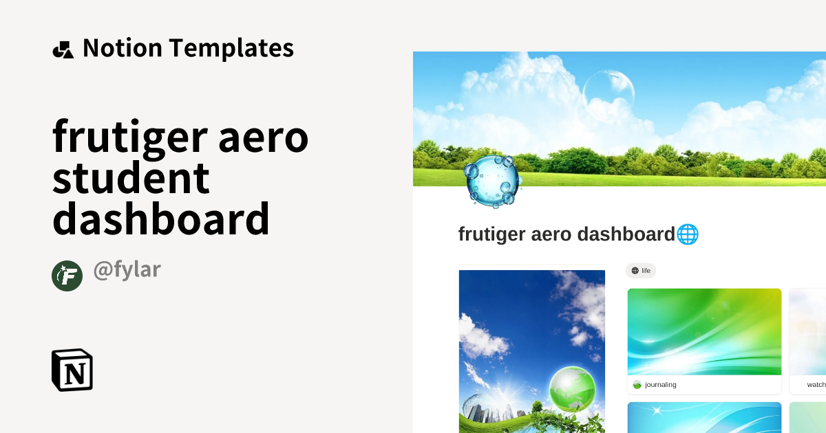 frutiger aero student dashboard Template | Notion Marketplace