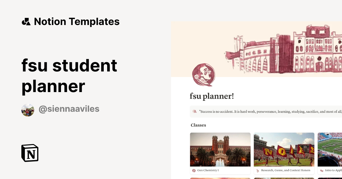 fsu student planner Template by sienna | Notion Marketplace