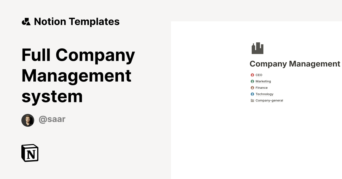 Full Company Management system Template by Saar | Notion Marketplace