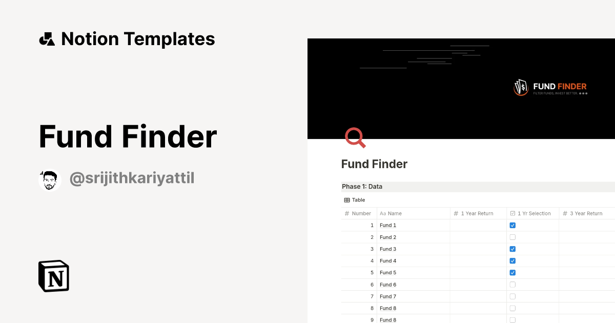 Fund Finder Template | Notion Marketplace