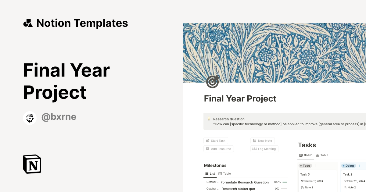 Final Year Project Template | Notion Marketplace