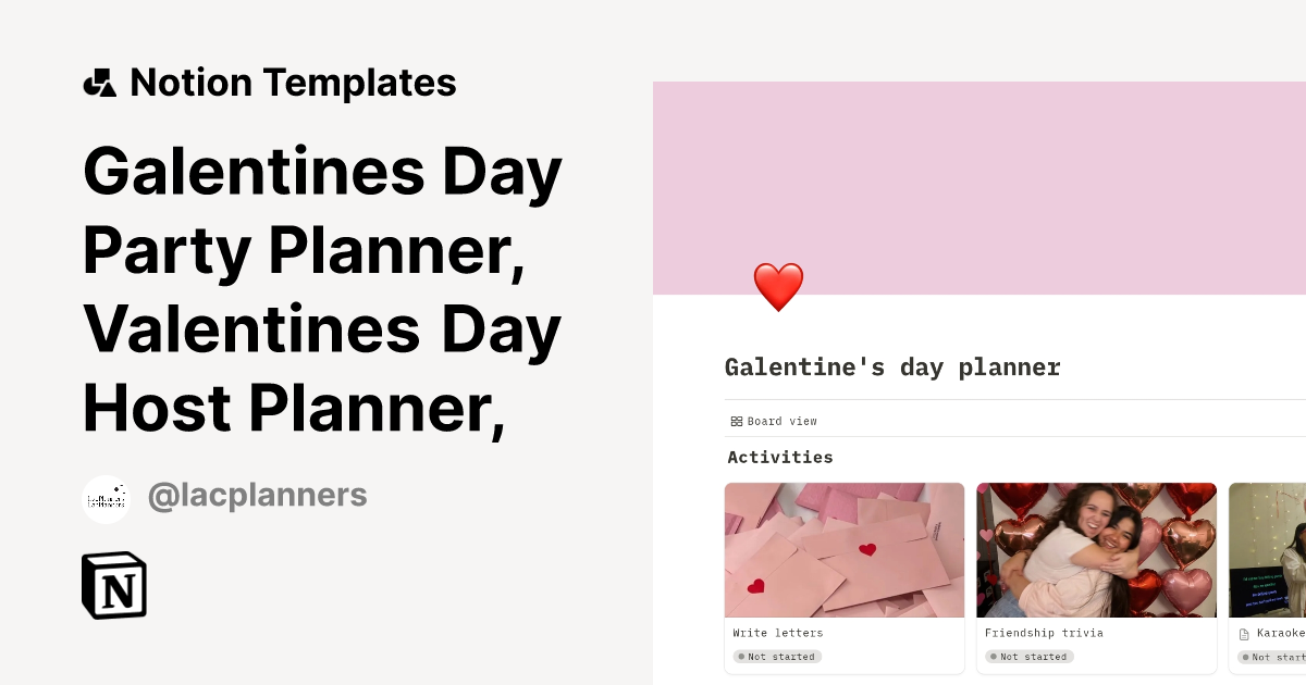 Galentines Day Party Planner, Valentines Day Host Planner, Template by ...