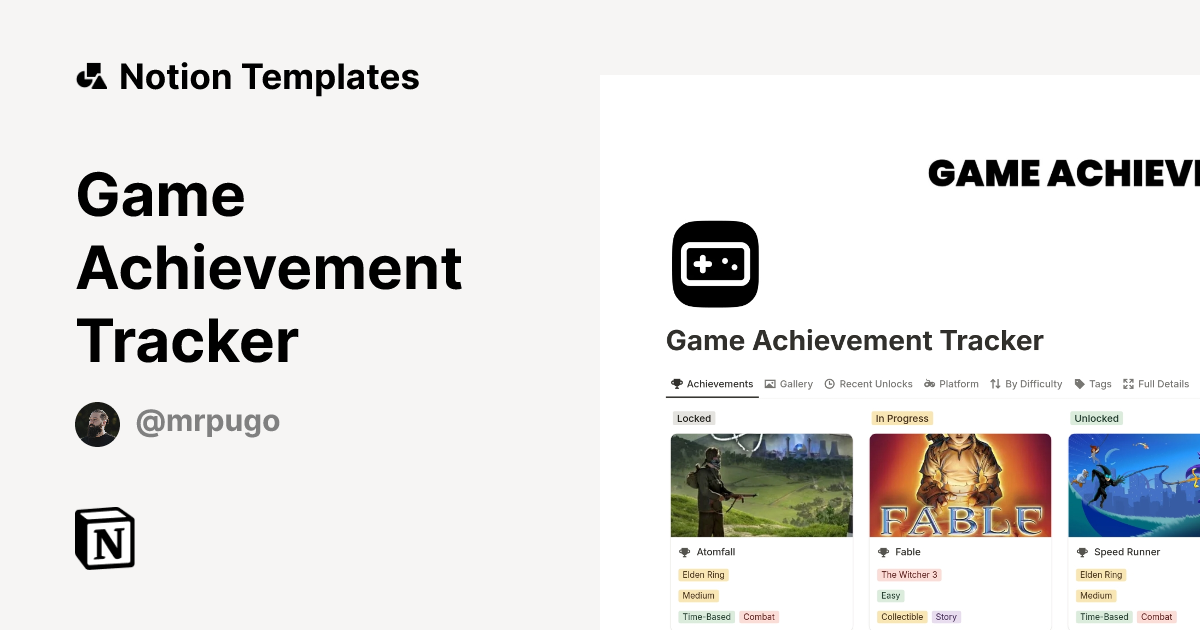 Game Achievement Tracker Template | Notion Marketplace