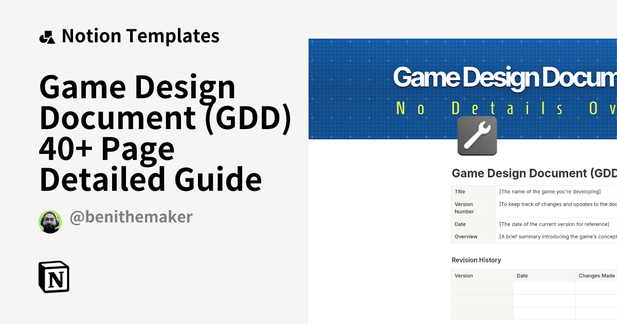 Game Design Document (GDD) 40+ Page Detailed Guide Template by Beni ...