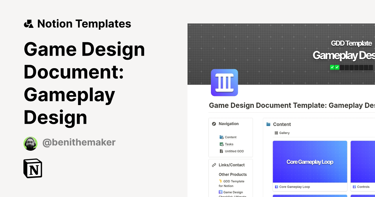 Game Design Document: Gameplay Design Template | Notion Marketplace