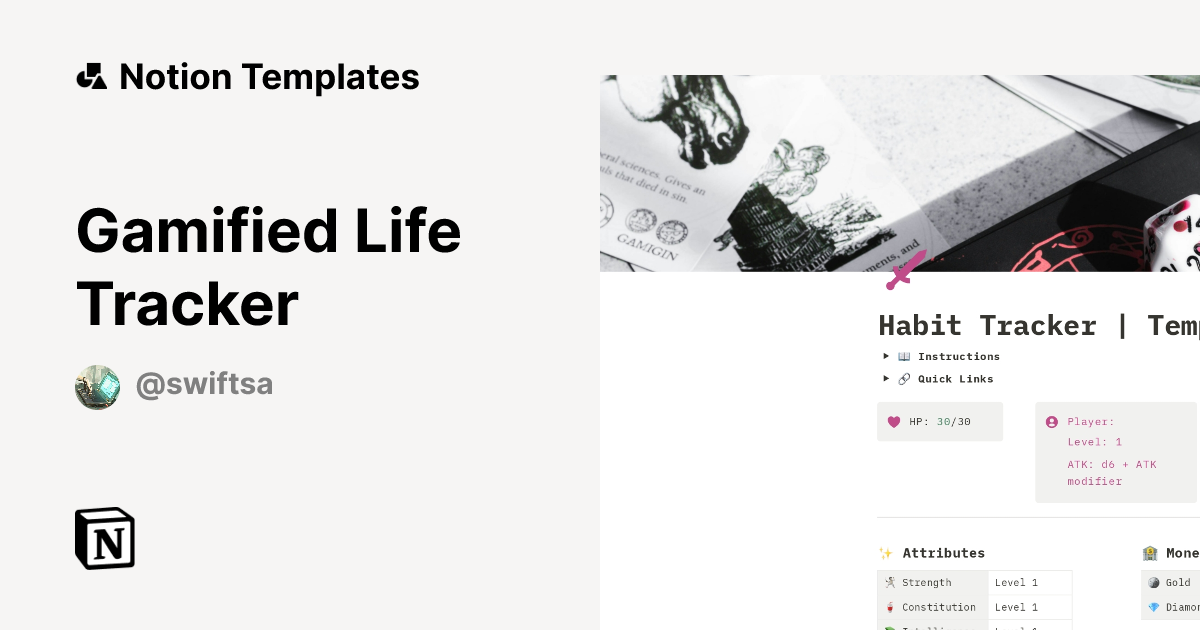 Gamified Life Tracker Template | Notion Marketplace