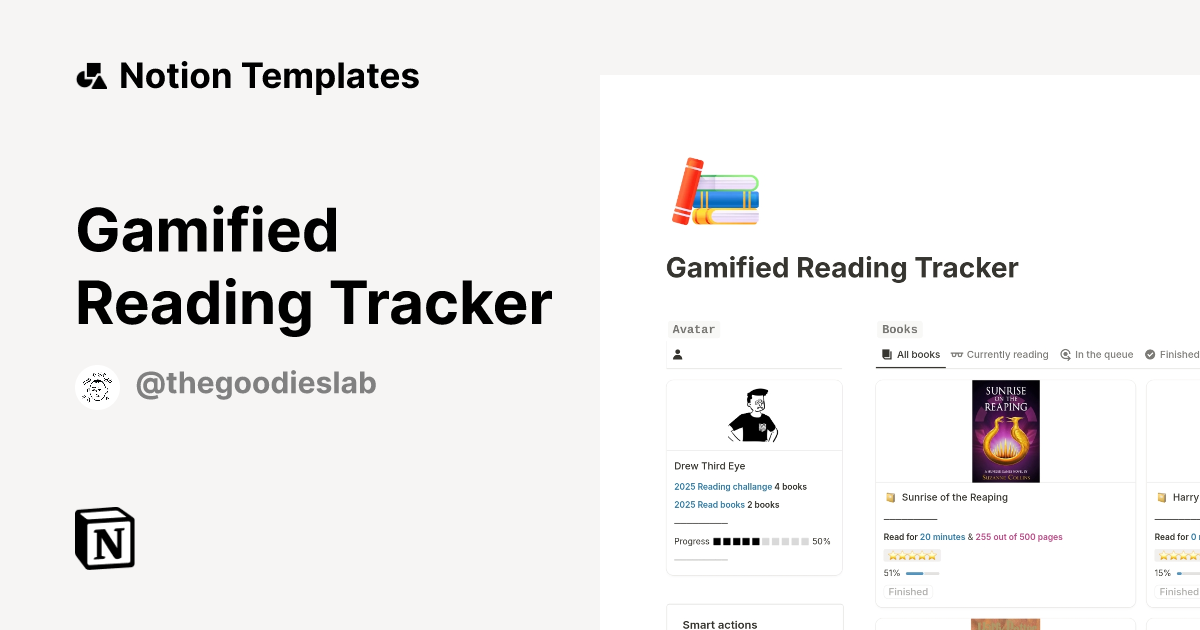 Gamified Reading Tracker Template | Notion Marketplace