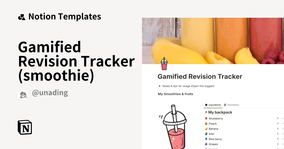 Gamified Revision Tracker (smoothie) Template | Notion Marketplace