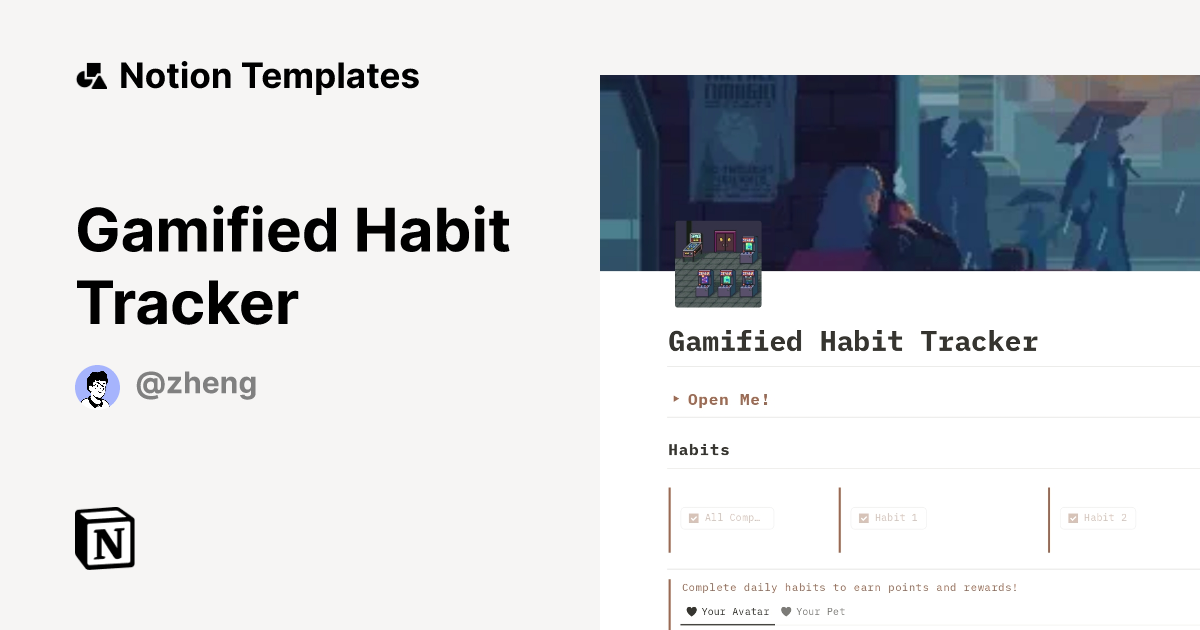 Gamified Habit Tracker Template | Notion Marketplace