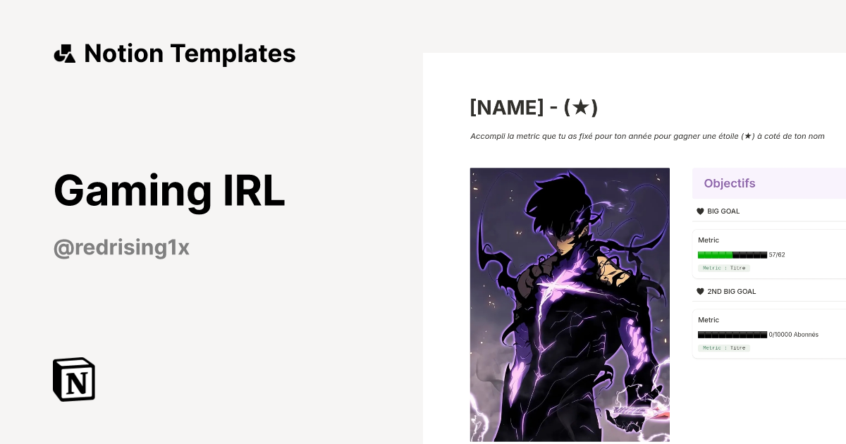 Gaming IRL Template | Notion Marketplace