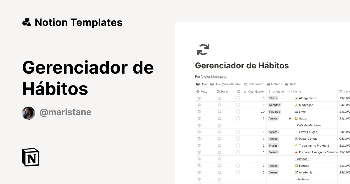Gerenciador de Hábitos Template | Notion Marketplace