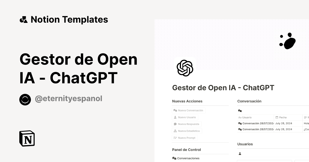 Gestor de Open IA - ChatGPT Template by Eternity | Notion Marketplace