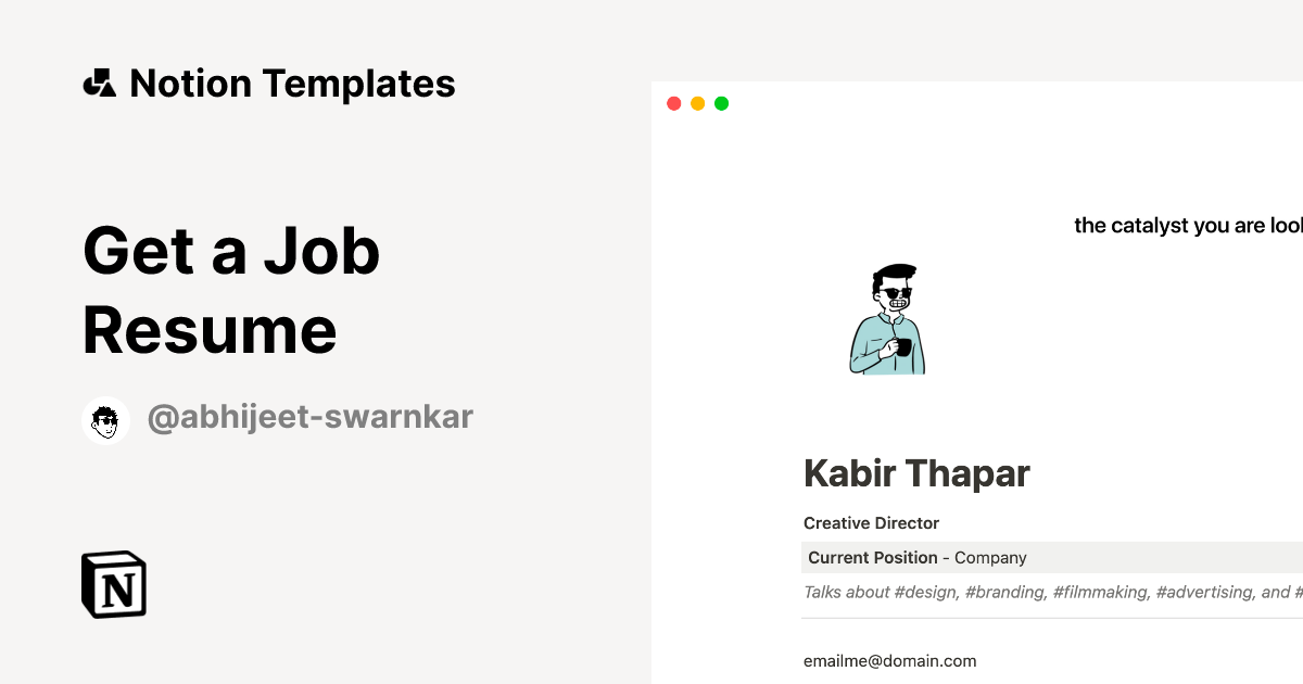 Get a Job Resume Template | Notion Marketplace