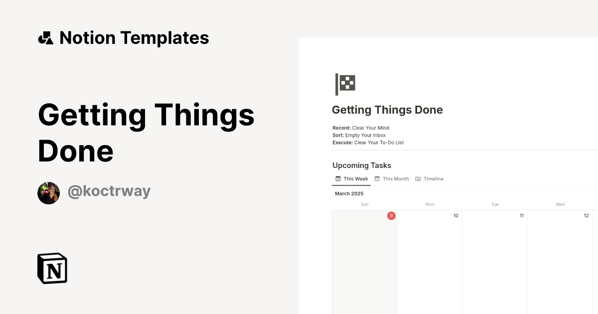 Getting Things Done Template by Koctrway | Notion Marketplace