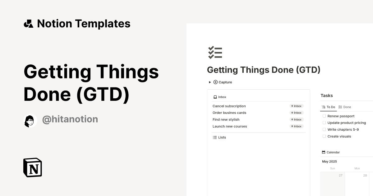 Getting Things Done (GTD) Template | Notion Marketplace