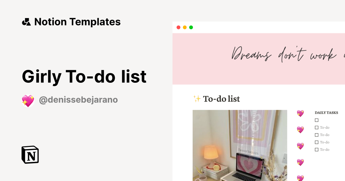 Girly To-do list Template | Notion Marketplace